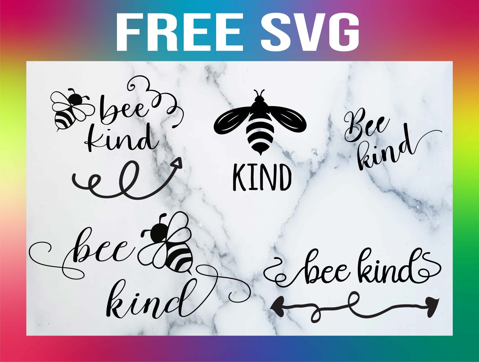 5 Free Bee Kind SVG
